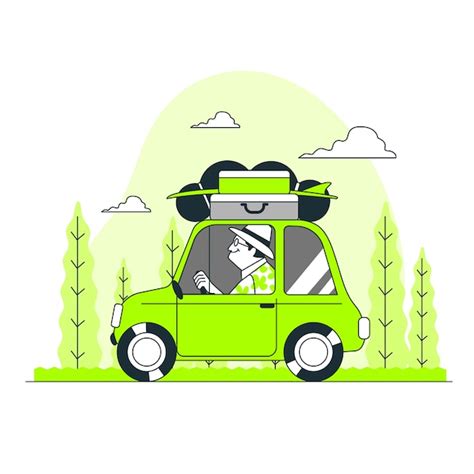 자가 운전 자동차 개념 그림 무료 벡터