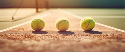 Premium Ai Image Tennis Balls On A Court Generative Ai
