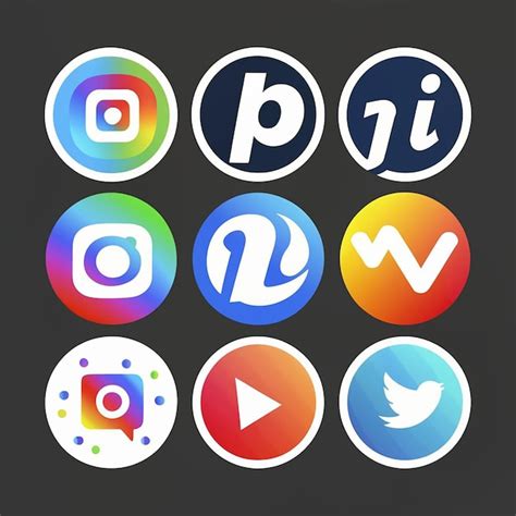 Popular Social Media Circular Logo Collection Premium Ai Generated Image