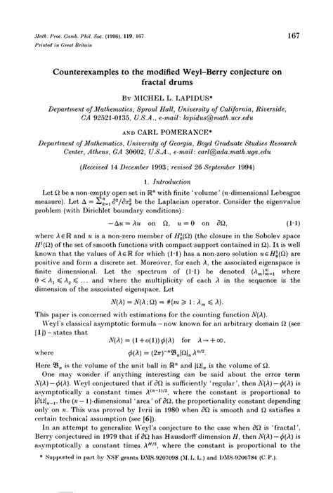 Pdf Counterexamples To The Modified Weylberry Conjecture On Fractal Drums
