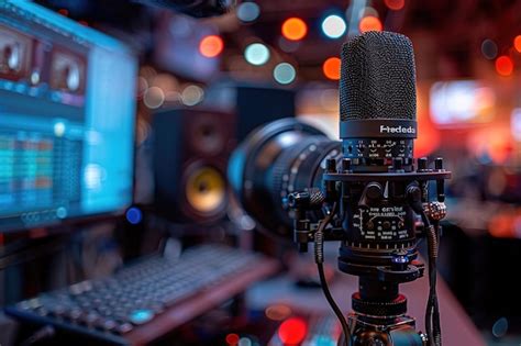 Empty Desk With Streaming Equipment To Broadcast Live Conversation