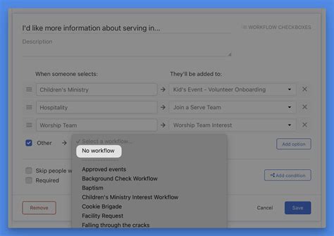 Improved No Workflow Option For Workflow Form Fields Planning