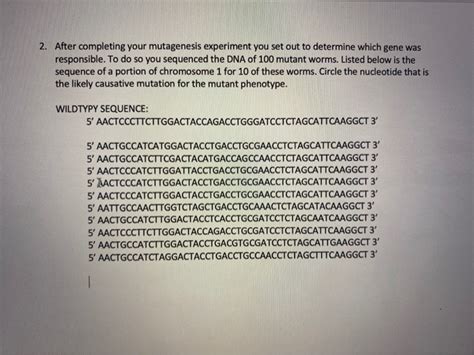 2 After Completing Your Mutagenesis Experiment You Chegg
