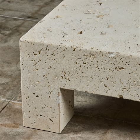 Large Rectangular Texas Cordova Shell Stone Coffee Table Den