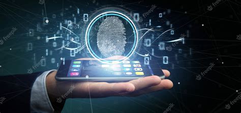 Premium Photo Businessman Holding A Digital Fingerprint