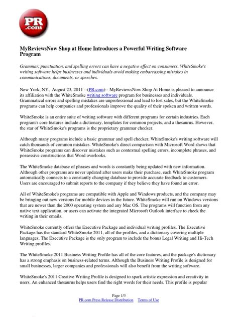 Myreviewsnow Shop At Home Introduces A Powerful Writing Software Program Pdf Press Release