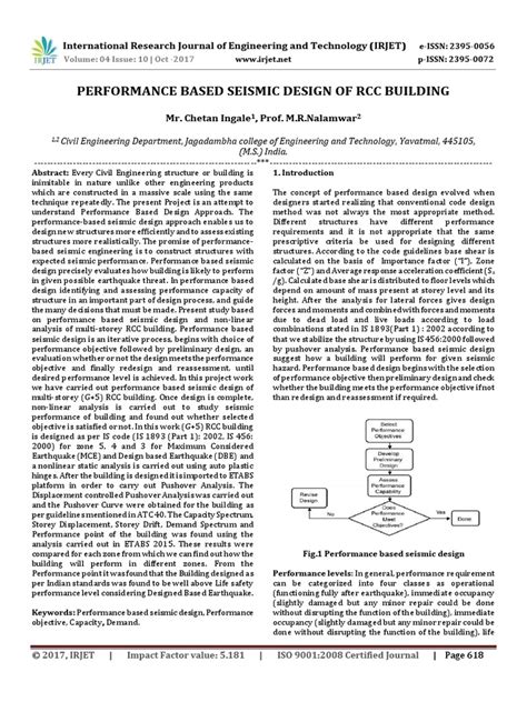 Performance Based Seismic Design Of Rcc Pdf Pdf
