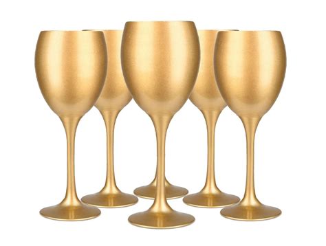 6 Glasses Of Wine 300 Ml In Matt Gold Wine Glass White Wine Stemware