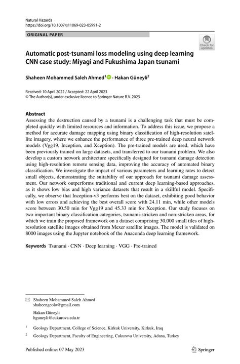 pdf automatic post tsunami loss modeling using deep learning cnn case