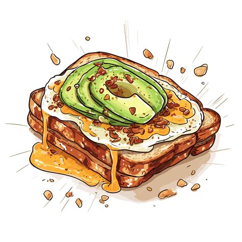 Vector De Ilustración De Etiqueta De Aguacate En Pan Vector Premium