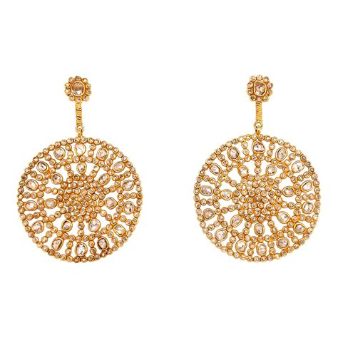 18 Karat Yellow Gold Hammered Diamond 3 Disc Drop Earrings At 1stdibs
