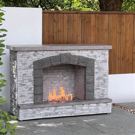 Prokan 67 Inches European Ledge Outdoor Propane Fireplace Wayfair Canada
