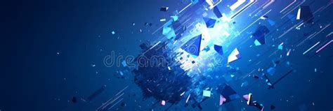 Abstract Object Shattering Into Small Data Particles Fragments Floating In Space Stock