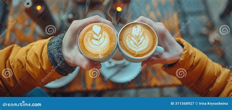 Person Holding Two Cups Of Coffee Stock Illustration Illustration Of