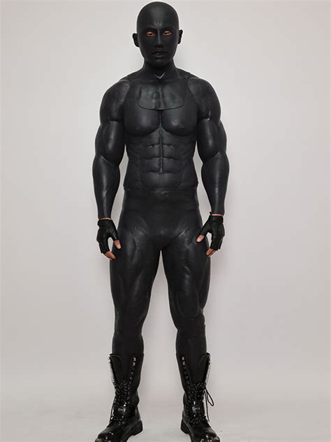 Black Male Mask Upgraded Muscle Suit Long Muscle Pants