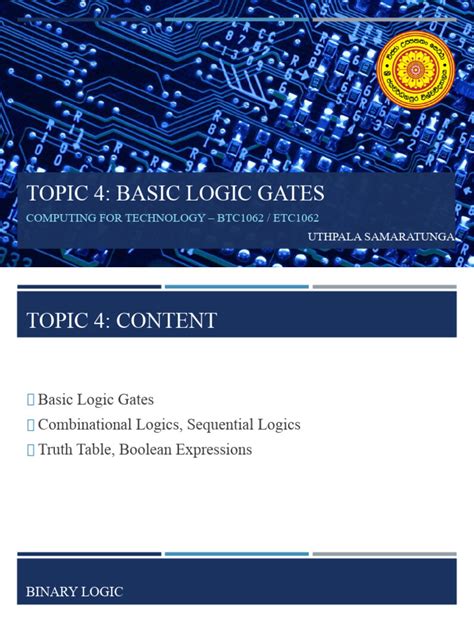 Ct Topic 4 Basic Logic Gates Pdf Logic Gate Digital Electronics