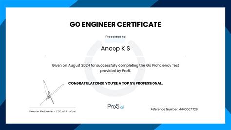 Golang Certification Softwaredevelopment Pro5ai Professionalachievement Linkedin Anoop K S