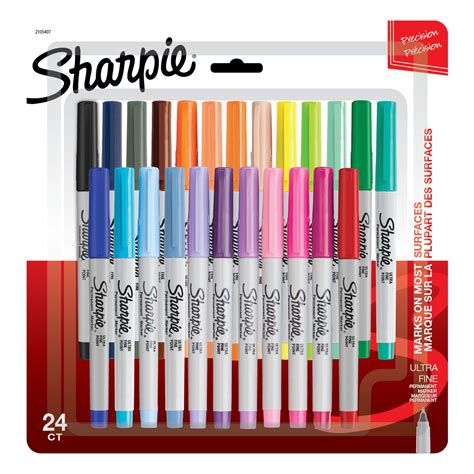 Sharpie Permanent Markers Ultra Fine Point Assorted Colors 24 Count