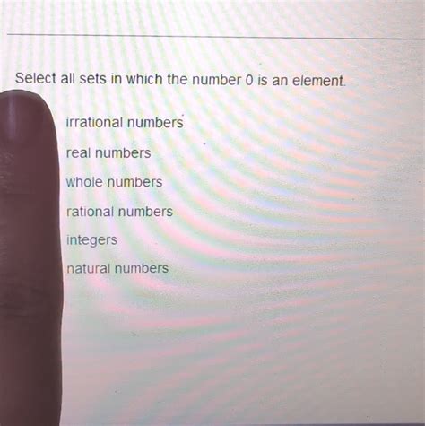 Solved Select All Sets In Which The Number 0 ﻿is An