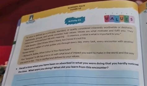 SUMMER PACK CLASS VI Activity 01 U Vatue Is StudyX