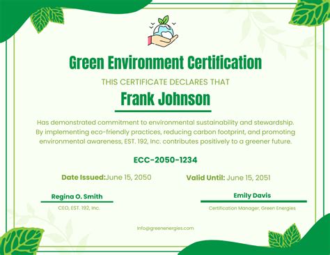 Green Certificate Template