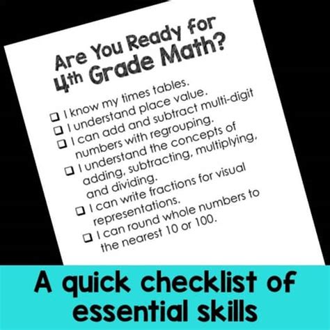 Preparing For 4th Grade Math Get Ready Checklist By Rise Over Run