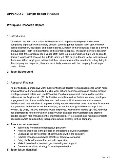 Task1 Appendix 3 Research Report Leadership Appendix 3 Sample Report Structure Workplace