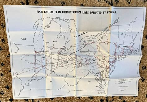 Map Conrail Final System Plan Freight Service Lines 1975 3906338018