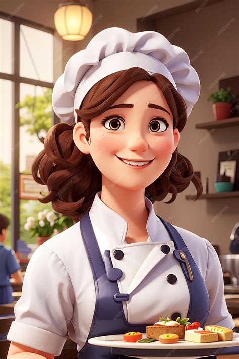 Premium Ai Image Cute Chef Girl In Uniform Character Smiling And
