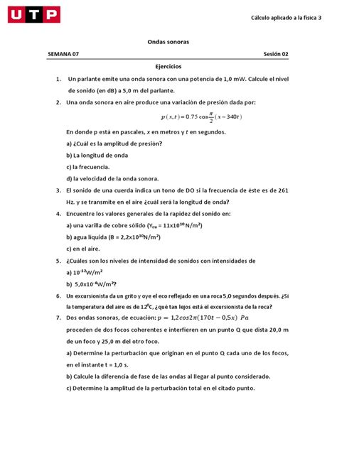 S07s2 Ejercicios De La Clase Pdf Sonido Olas