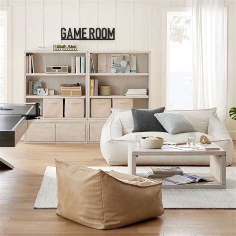 Eco Performance Textured Weave Oat Double Modern Lounger Pottery Barn Teen