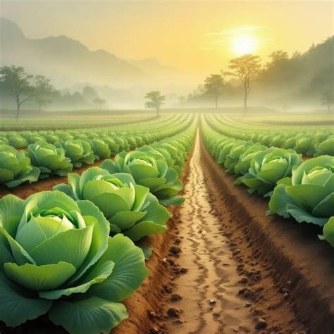 Free Misty Cabbage Dawn Image Cabbage Farm Sunrise Download At
