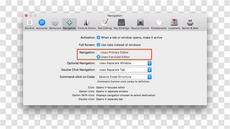 Xcode Navigation Settings Assistant Editor Button In Xcode File