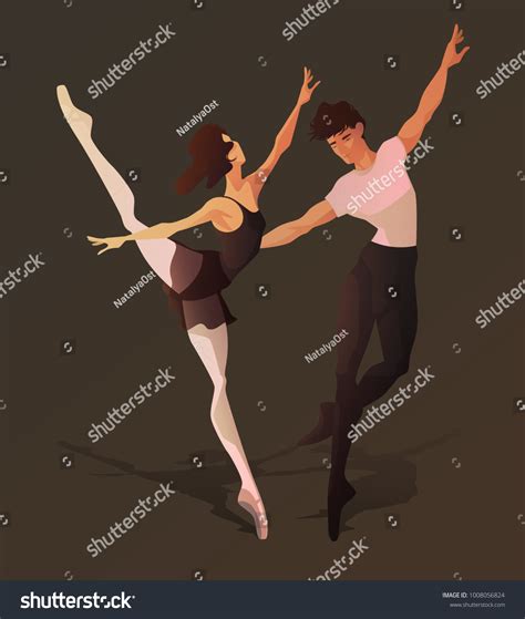 Classical Ballet Dancers Vector Cartoon Illustration Stock Vector
