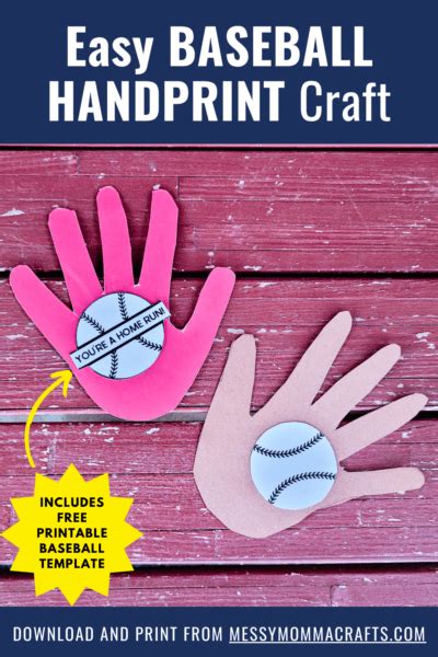 Easy Baseball Handprint Craft Messy Momma Crafts