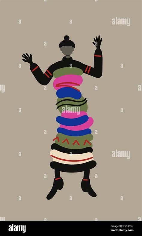 Ethnic Fashion A Dark Skinned Girl In A Multi Colored Outfit Vector