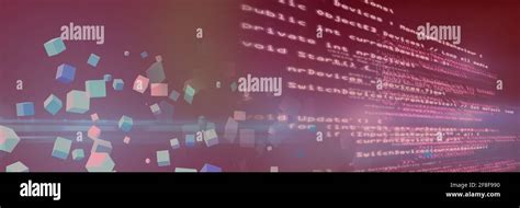 Computer Code And Multicolor Geometric Shapes Against Gradient