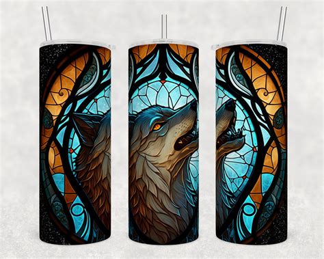 170 Stained Glass Wolf Glass Wolf Wolf Finished Wolf Tumbler