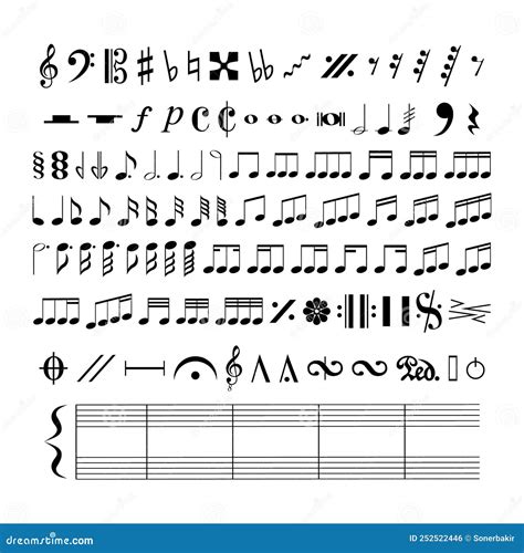Vector Iilustration Of All Music Notes And Symbols Isolated On White