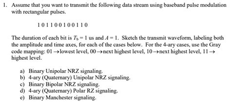 Solved Assume That You Want To Transmit The Following Data Stream