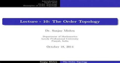 Pdf Lecture 10 The Order Topology · Pdf Fileintroduction Order