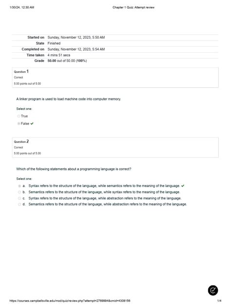 Chapter 1 Quiz Attempt Review Pdf Abstraction Computer Science