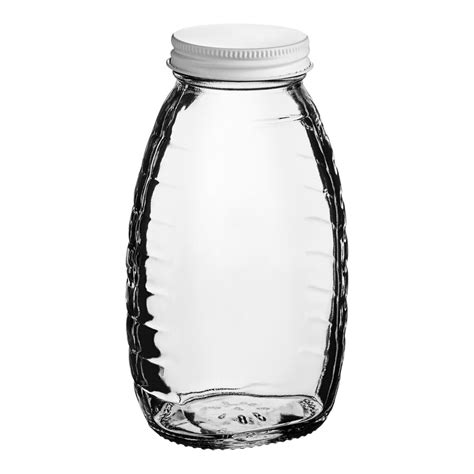 12 Oz 16 Oz Honey Weight Classic Queenline Glass Honey Jar Kit With Plastisol Lined White