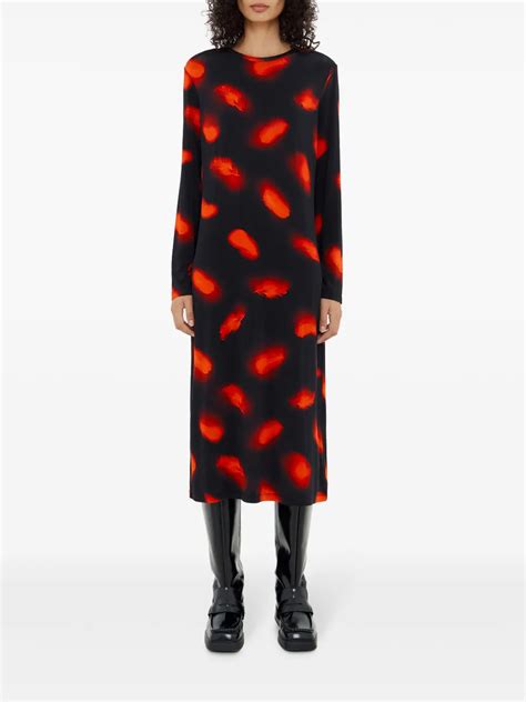 Bimba Y Lola Feather Print Midi Dress Black Farfetch
