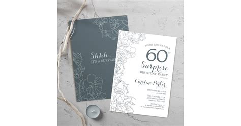 Slate Blue White Surprise 60th Birthday Party Invitation Zazzle