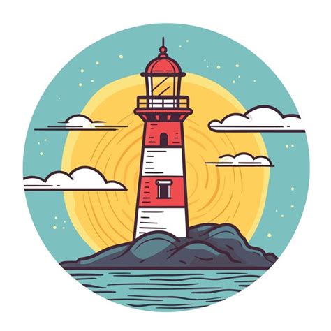 Lighthouse On The Beach Illustration Premium Ai Generated Vector
