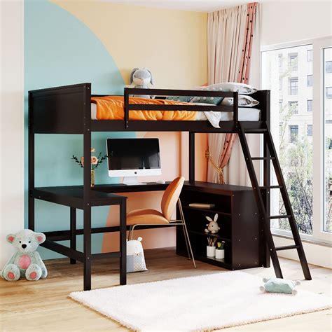 Buy Harper Bright Designs Full Loft Bed With Desk Solid Wood Loft