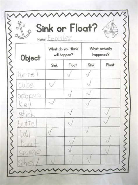 Free Printable Sink Or Float Worksheets