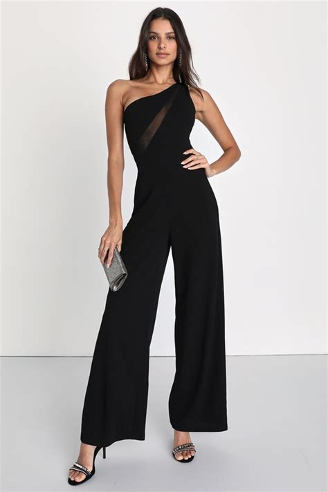 Black One Shoulder Jumpsuit Wide Leg Jumpsuit Chic Jumpsuit Lulus