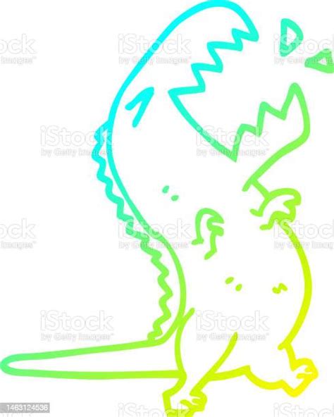Dessin Au Trait Dégradé Froid Dun Dessin Animé Rugissant T Rex Vecteurs